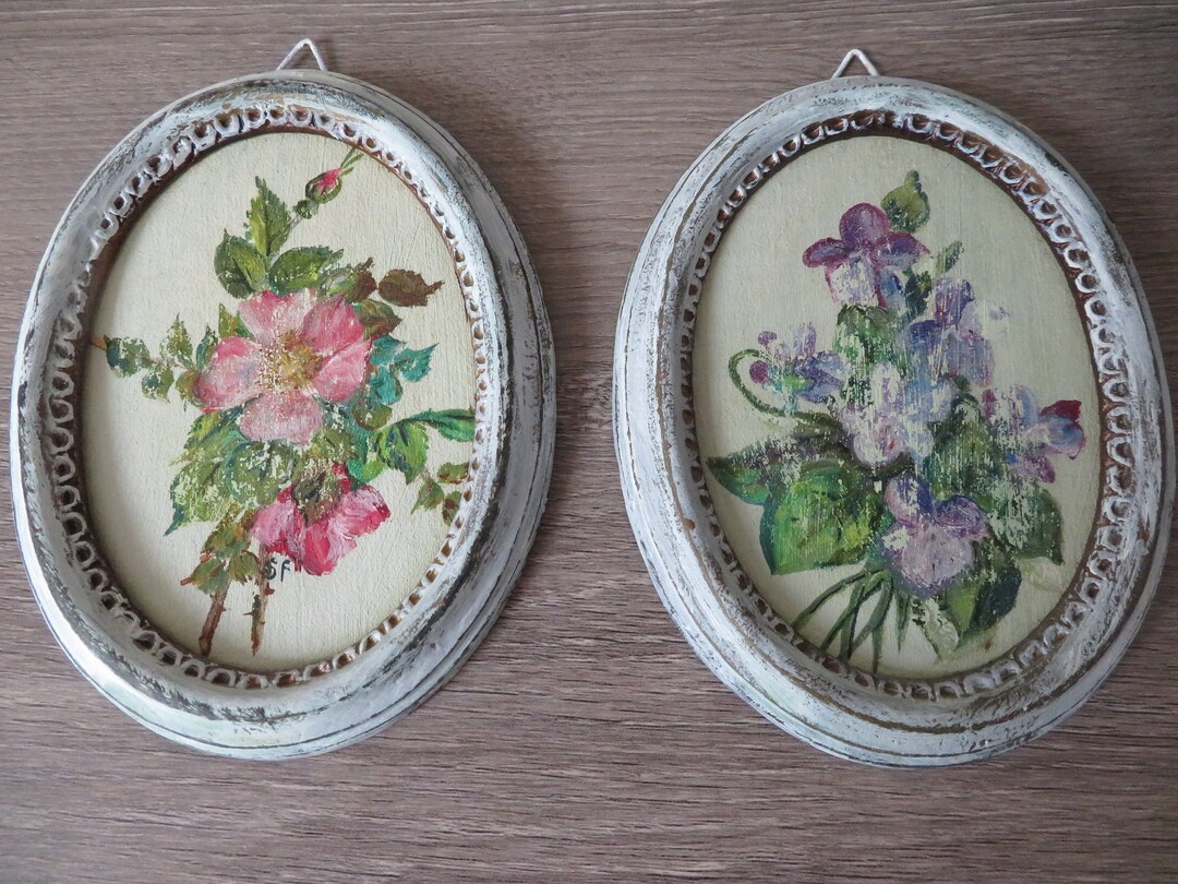 Vintage Shabby Handpainted Floral Frames 2 Made in Italy Frames, Spring ...