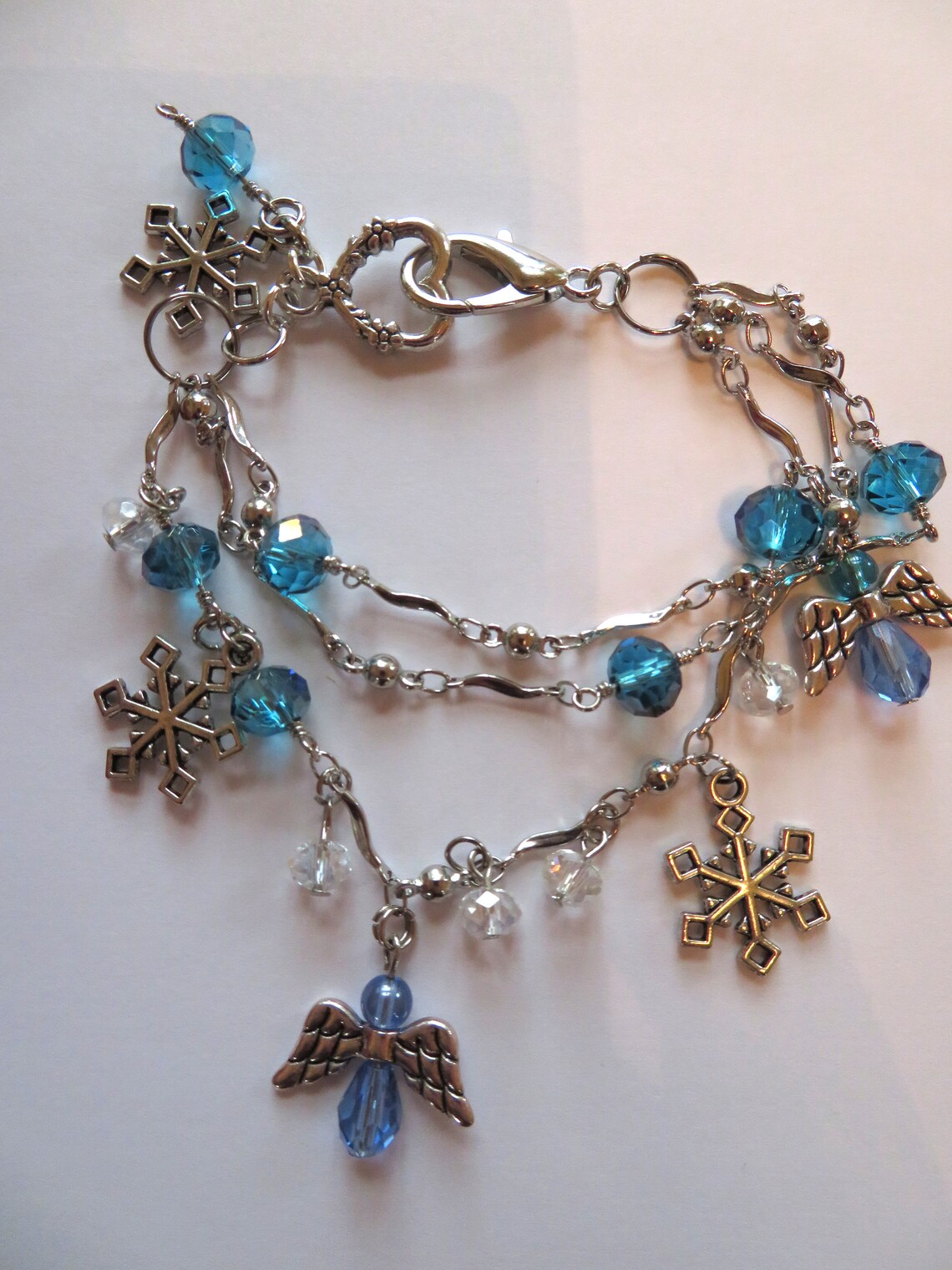 Winter Snowflake Angel 3 Layer Chain and Crystal/acrylic Bracelet ...