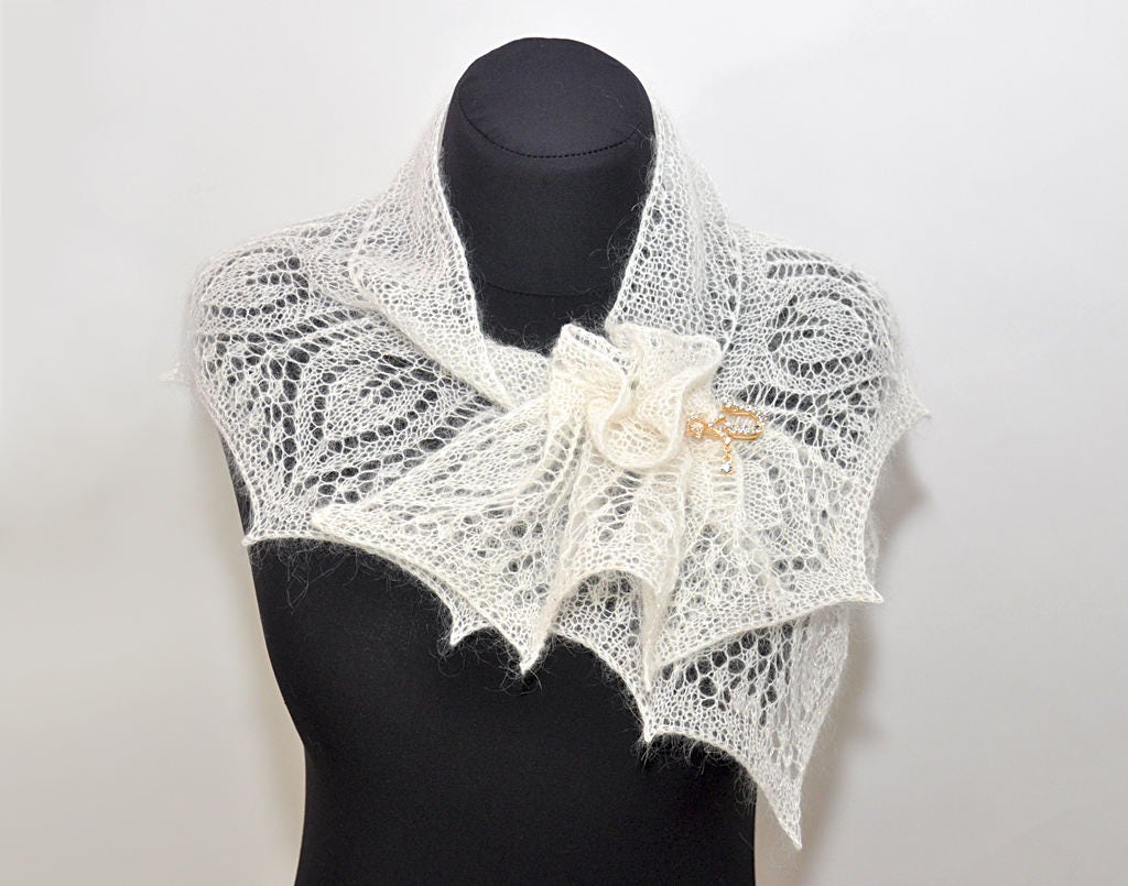 White Wedding Shawl Mohair Knitted Shawl Wrap Bridal Scarf - Etsy