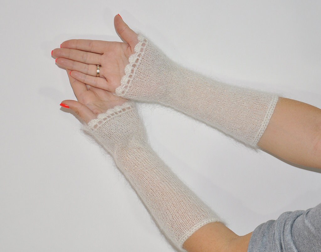 Long Arm Warmers Wedding Mittens Bridal Gloves Gift for - Etsy