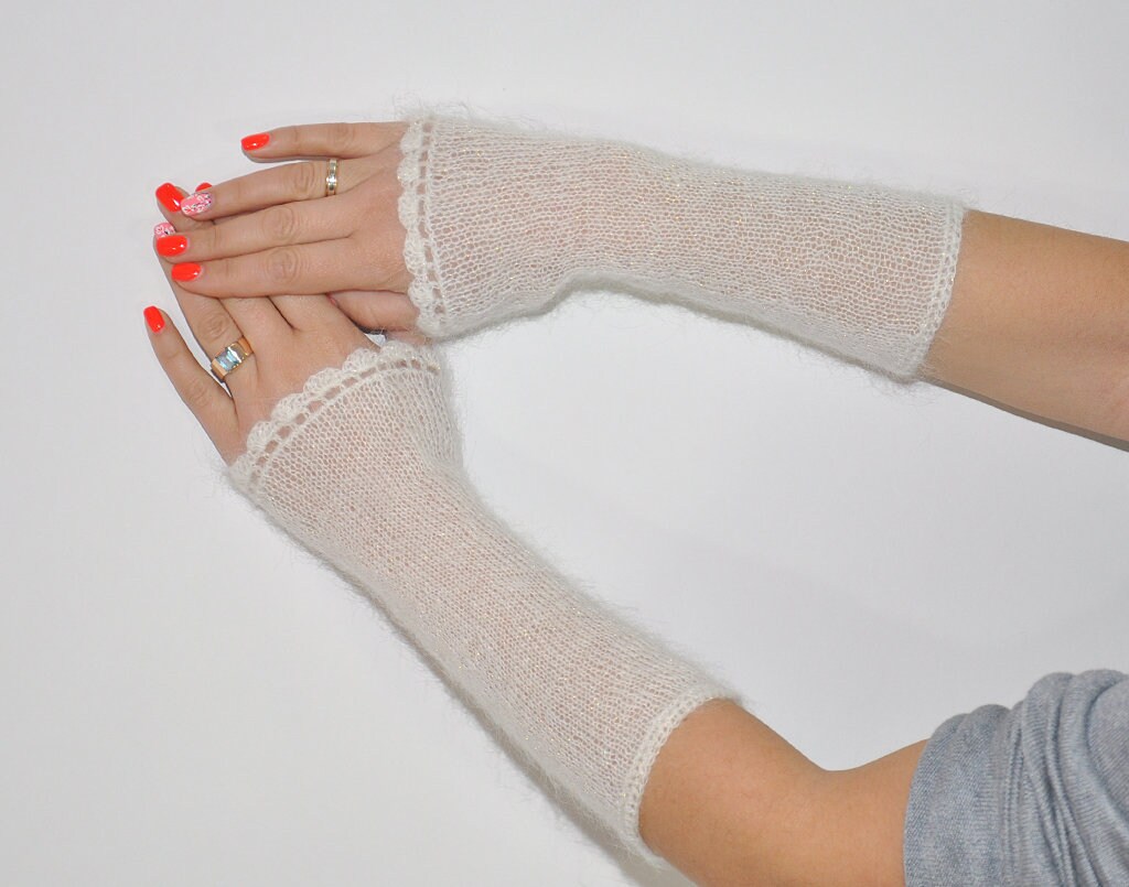 Long Arm Warmers Wedding Mittens Bridal Gloves Gift for - Etsy
