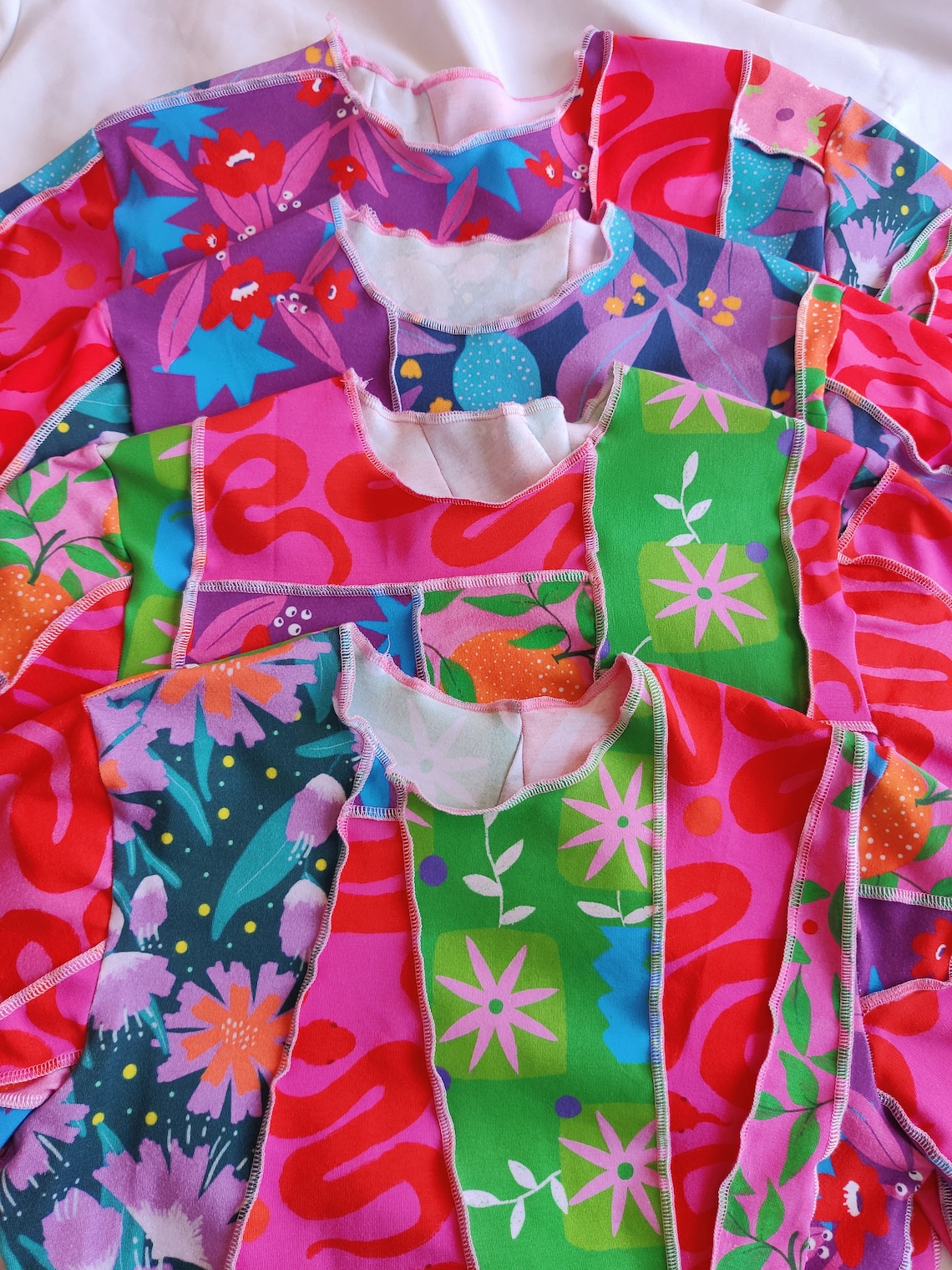 Zero Waste Patchwork Jersey Top With Exposed Seams | Colourful One of a ...