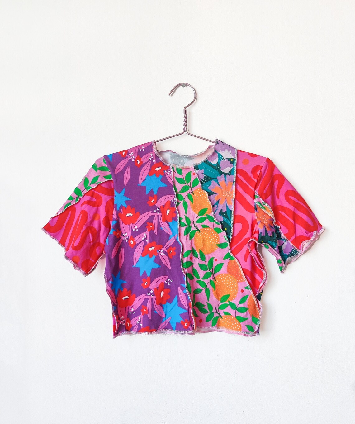 Zero Waste Patchwork Jersey Top With Exposed Seams | Colourful One of a ...