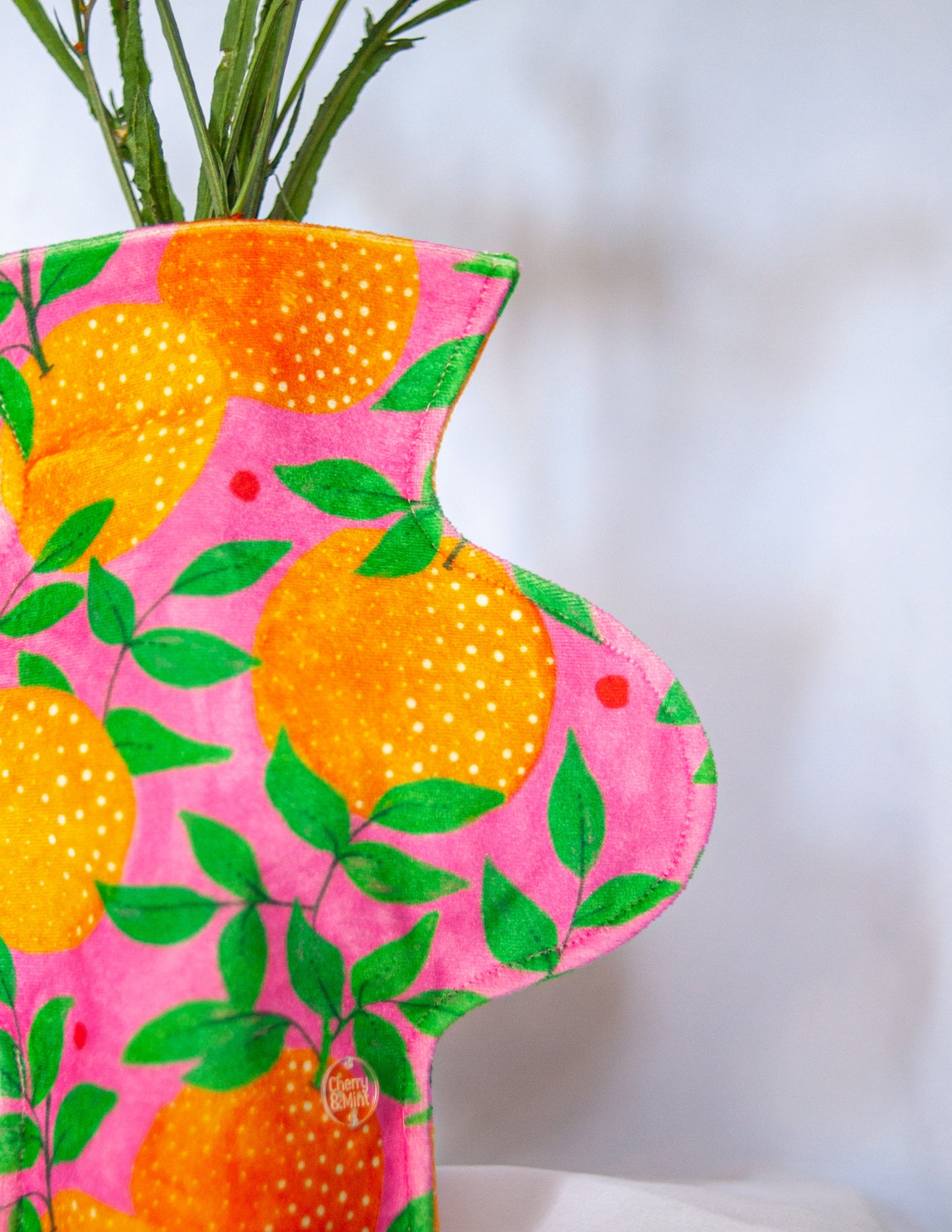 Modern Textile Vase in the orange Garden Print, Contemporary Home Decor ...