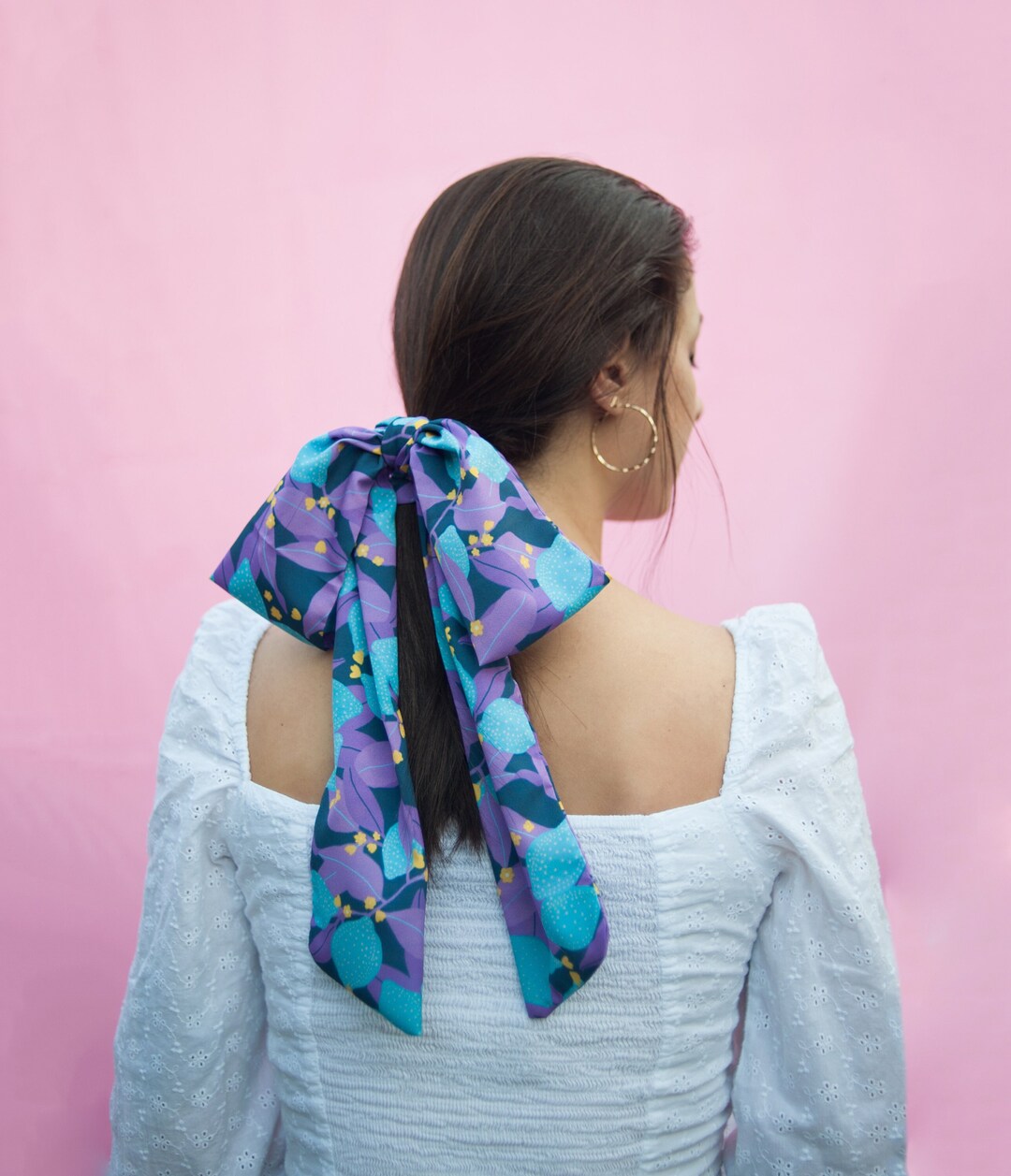 Lemony Blue Print Hair Scarf / Infinity Multipurpose Scarf - Etsy