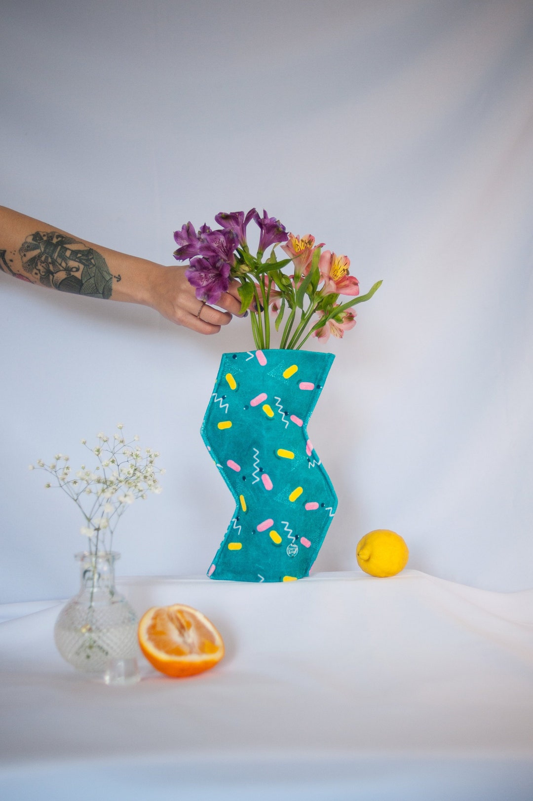 Modern Fabric Vase in Retro Print, Contemporary Home Decor - Etsy