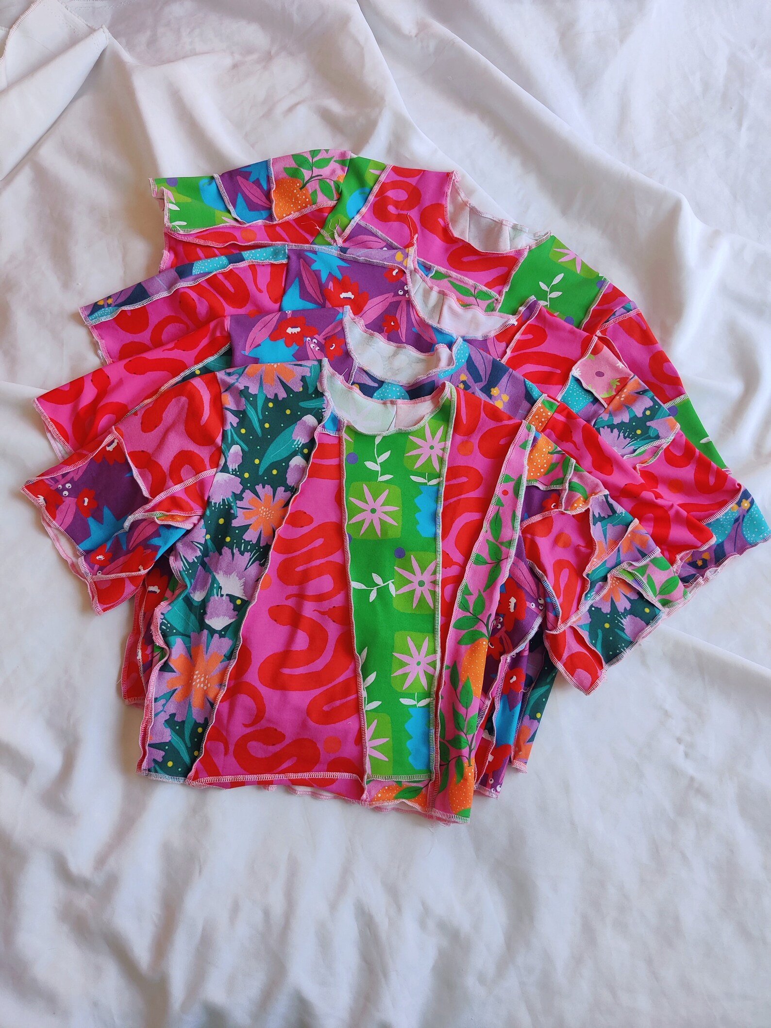 Zero Waste Patchwork Jersey Top With Exposed Seams | Colourful One of a ...