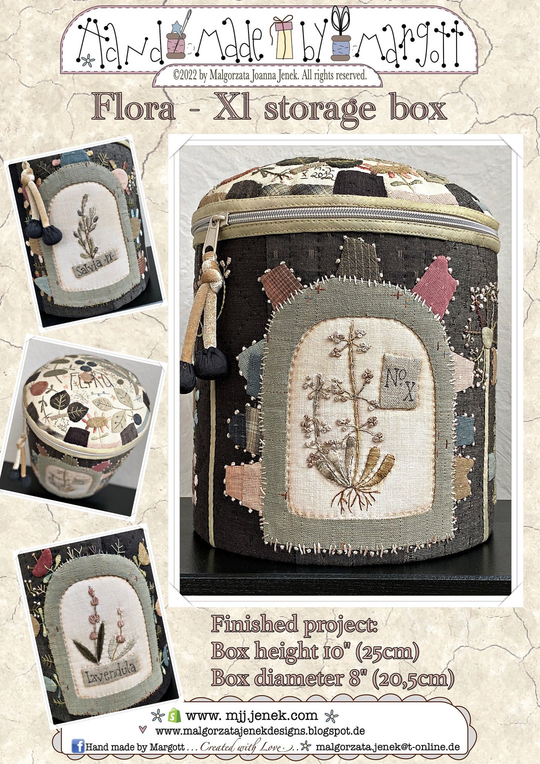 Flora Xl Storage Box, Pattern by Malgorzata J.jenek - Etsy