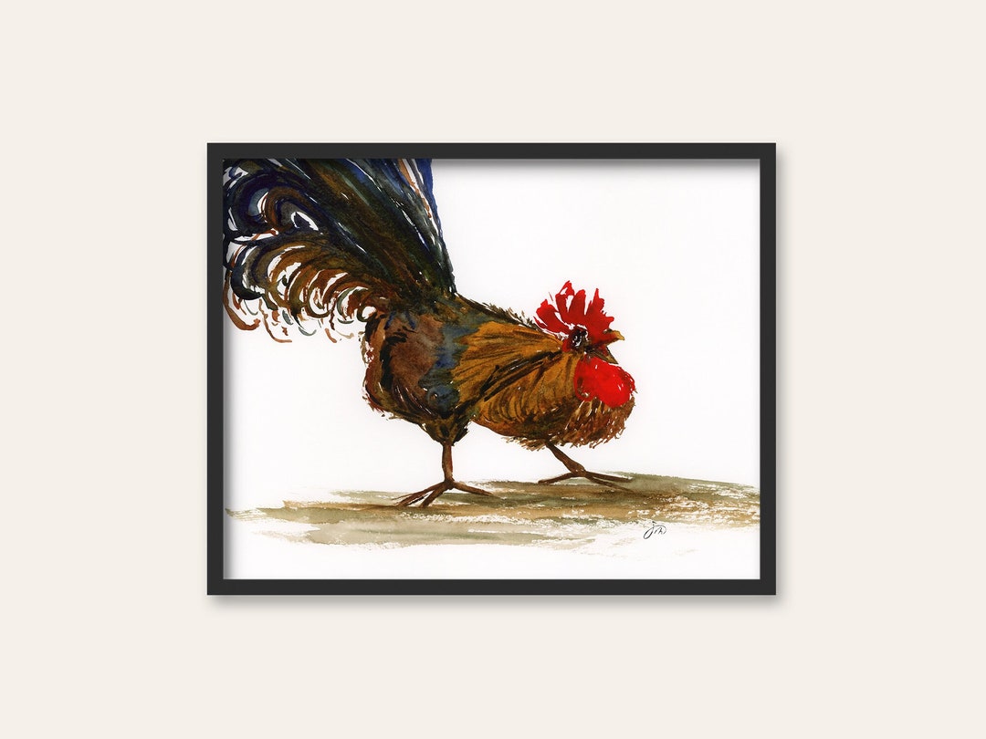 Watercolor Rooster Giclee Print – Farmhouse Animal Wall Art - Etsy