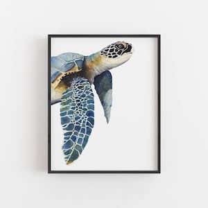 Sea Turtle PRINT - Watercolor - Coastal Wall Art - Beach Decor ...