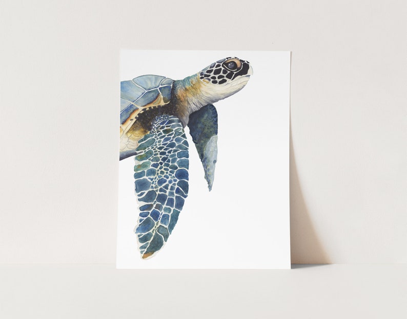 Sea Turtle PRINT - Watercolor - Coastal Wall Art - Beach Decor ...