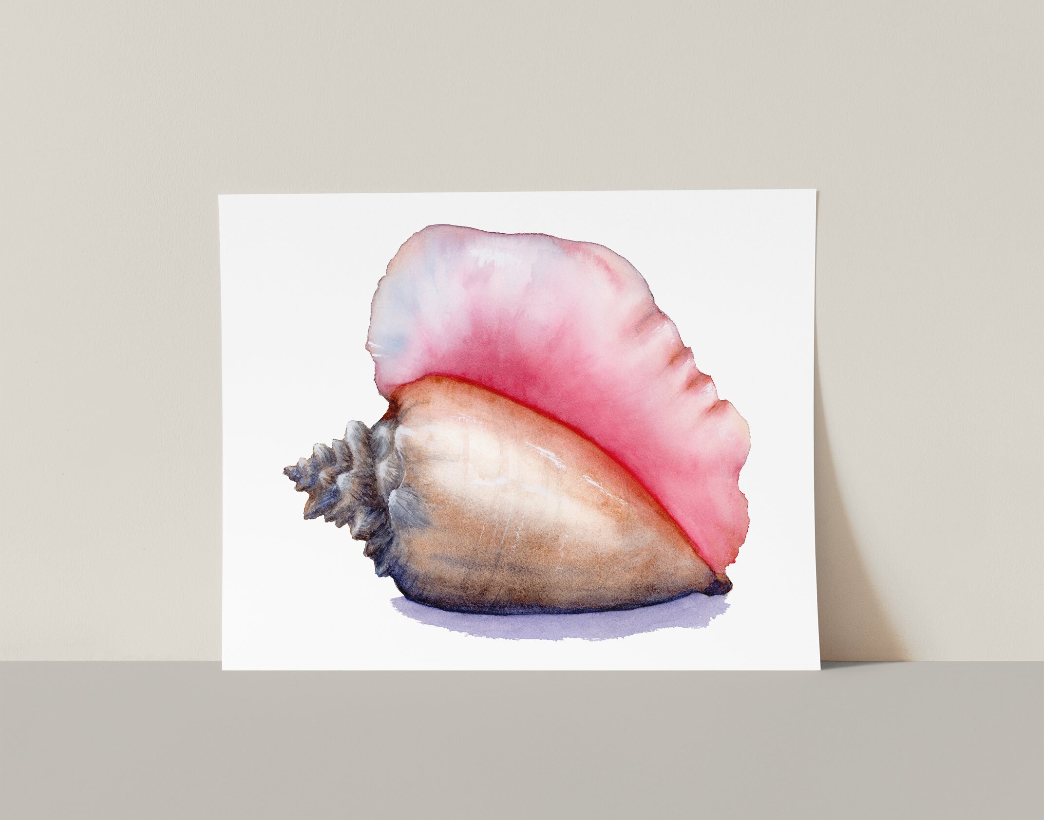 Queen Conch Shell PRINT - Original Watercolor Painting - Beach House ...