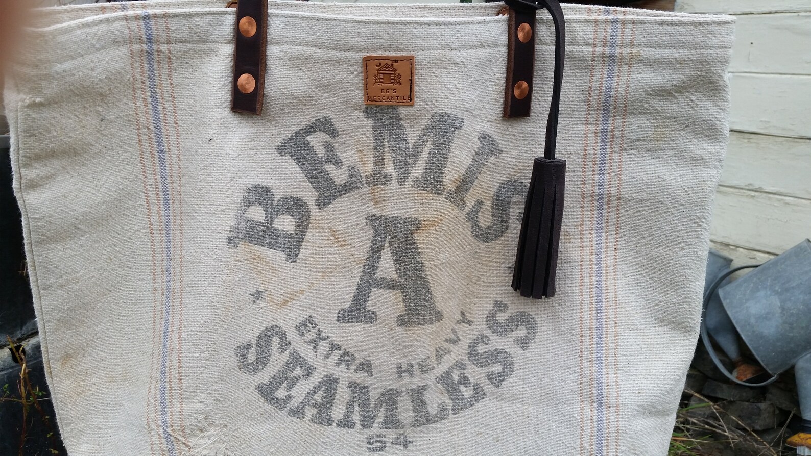 Vintage Bemis Seamless A Grain Sack ~ Tote Bag ~ Large Purse ...