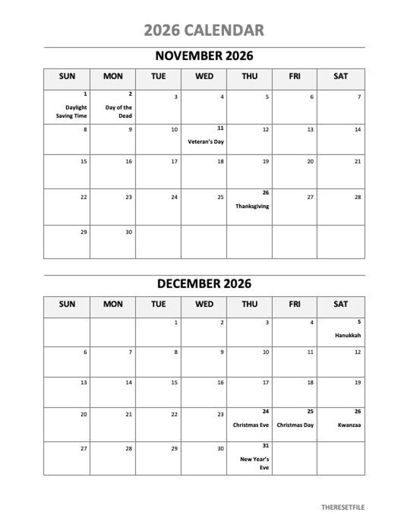 2026 Monthly Calendar Word Document | Printable Plain Calendar With ...