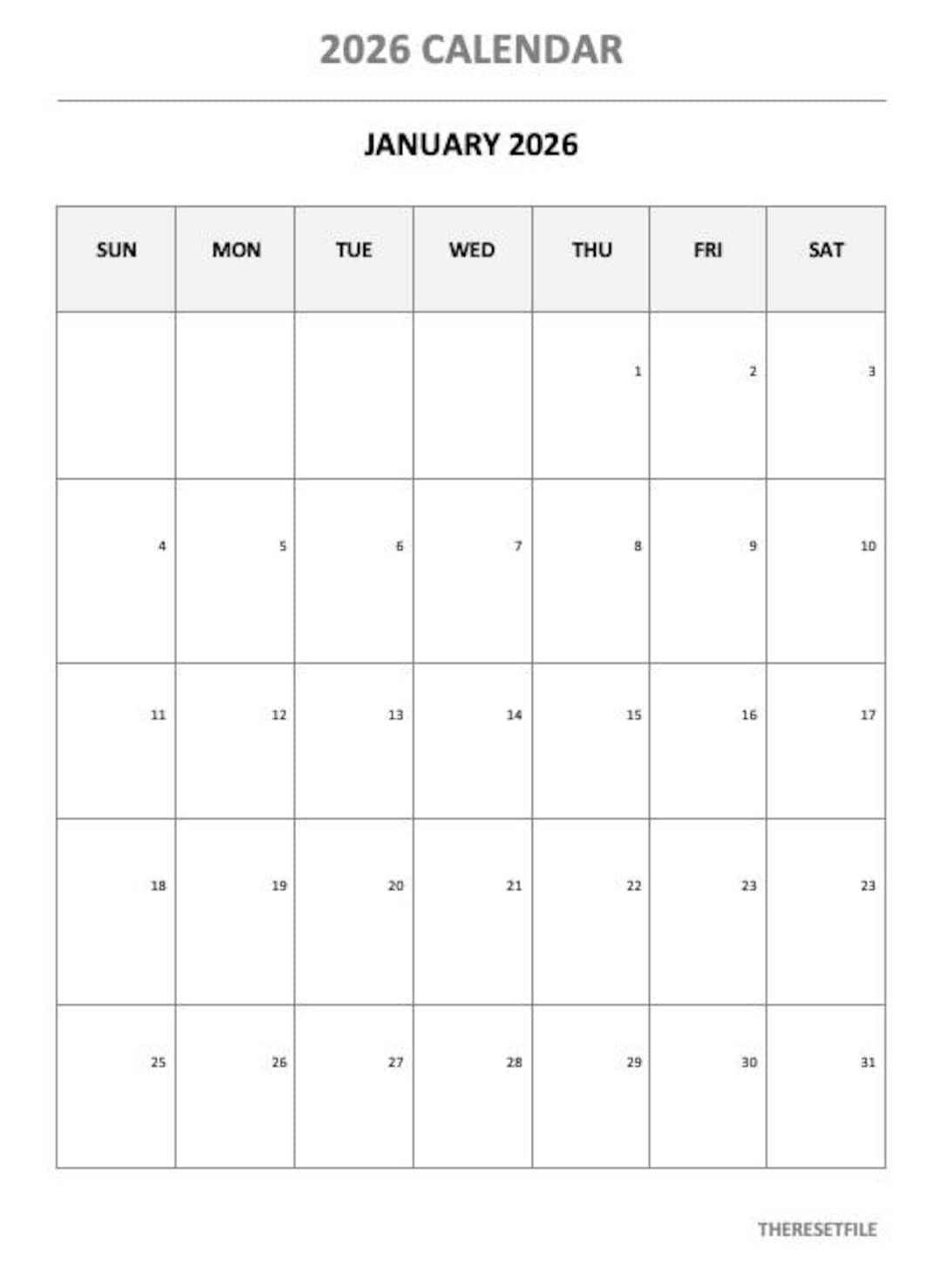 2026 Monthly Calendar | Editable Word Document, Printable (digital ...