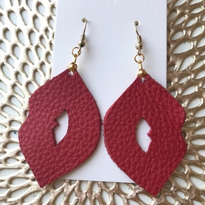 Leather Lips Earrings, Leather Earrings, Lips, Lipstick - Etsy
