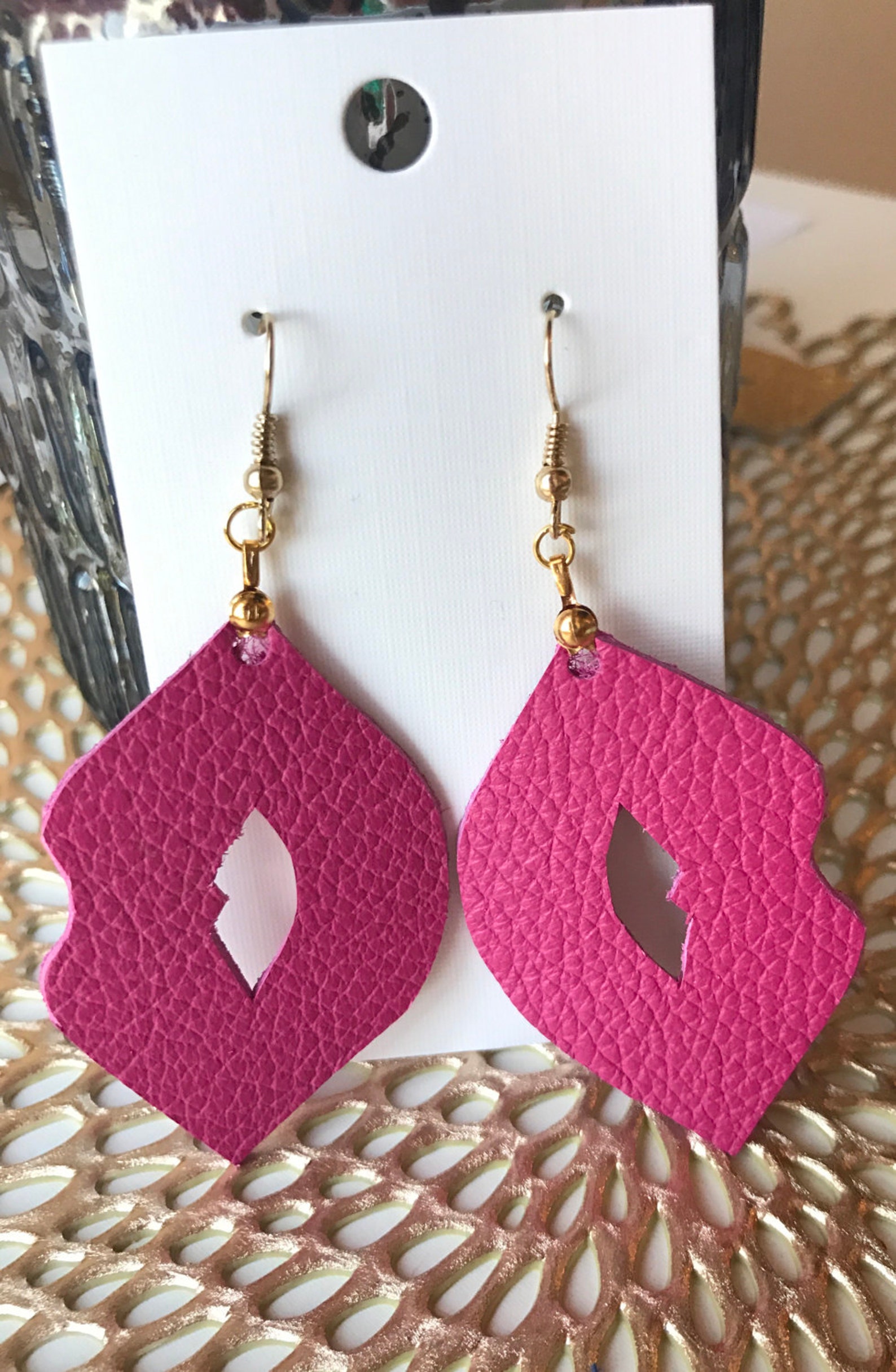 Leather Lips Earrings, Leather Earrings, Lips, Lipstick - Etsy