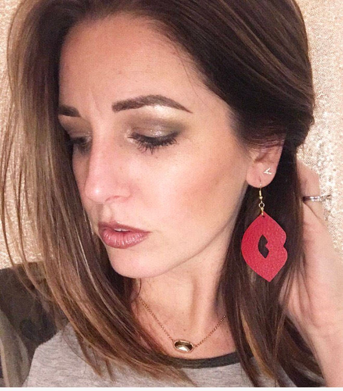 Leather Lips Earrings, Leather Earrings, Lips, Lipstick - Etsy