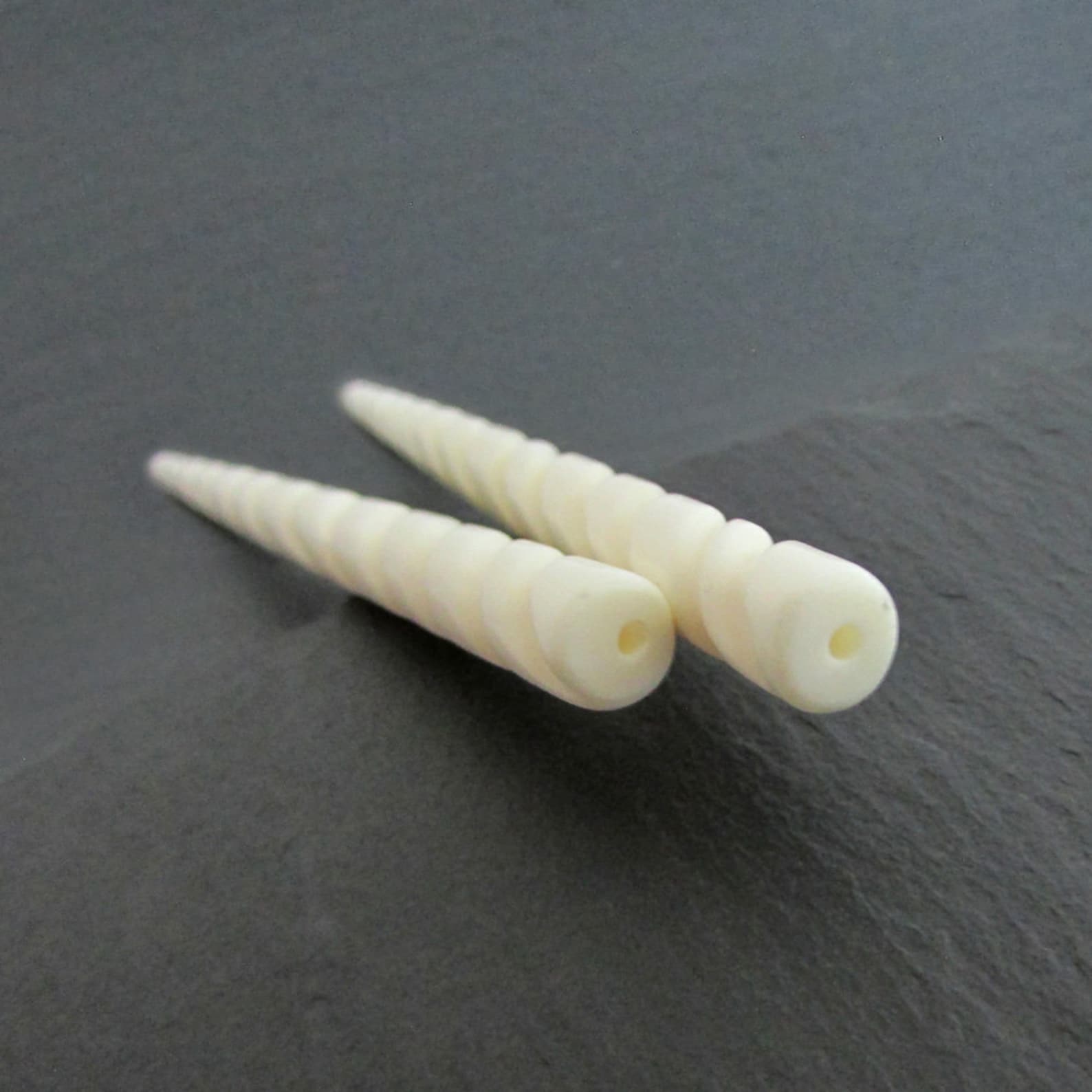 4.5" Twist Bone Hair Sticks Pair - Carved White Hair Stick or Knit ...