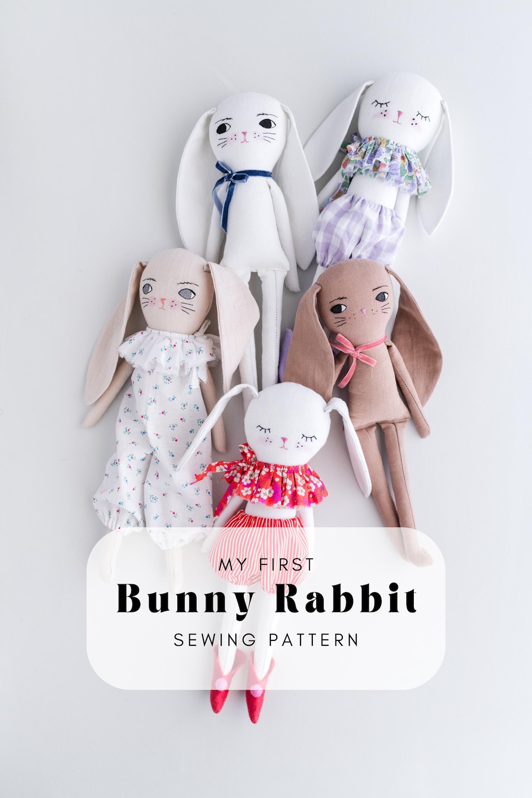 Bunny Rabbit Doll Sewing Pattern, Plush Soft Toy Tutorial, Doll Clothes ...