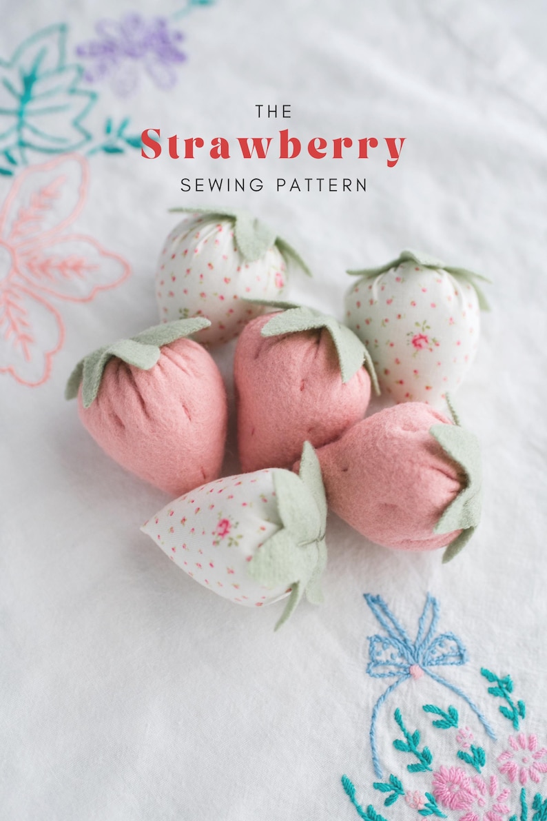Felt Fabric Strawberry Sewing Pattern: DIY Fruit Holiday Ornament (PDF ...