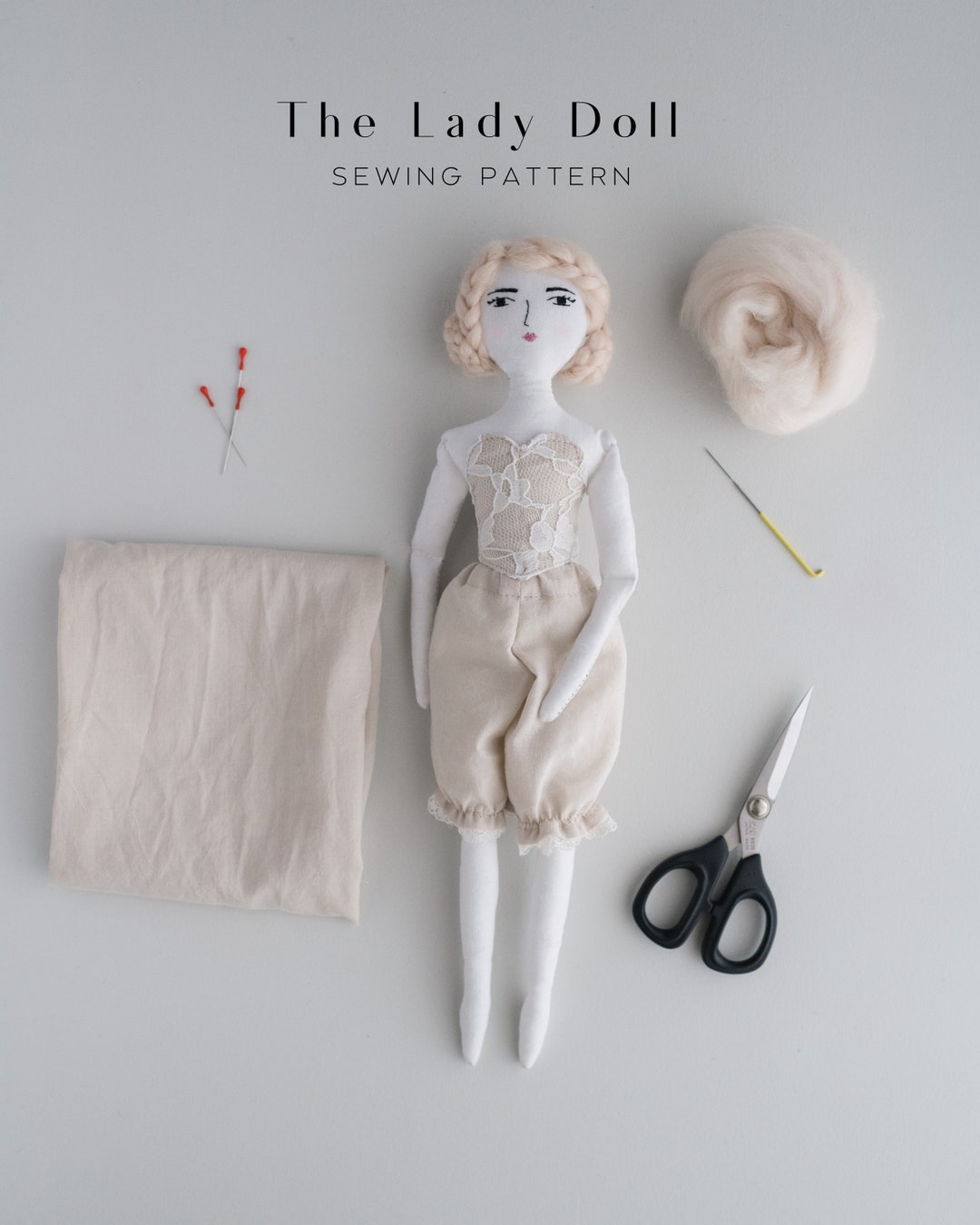 Lady Rag Doll Sewing Pattern: Heirloom Art Doll Tutorial (PDF Digital ...