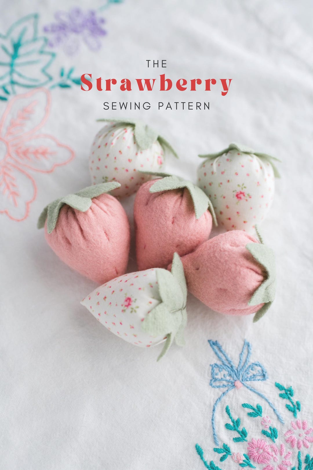 Fabric Strawberry Sewing Pattern, Christmas Holiday Fruit Ornament Tree Decor, DIY Tutorial ...