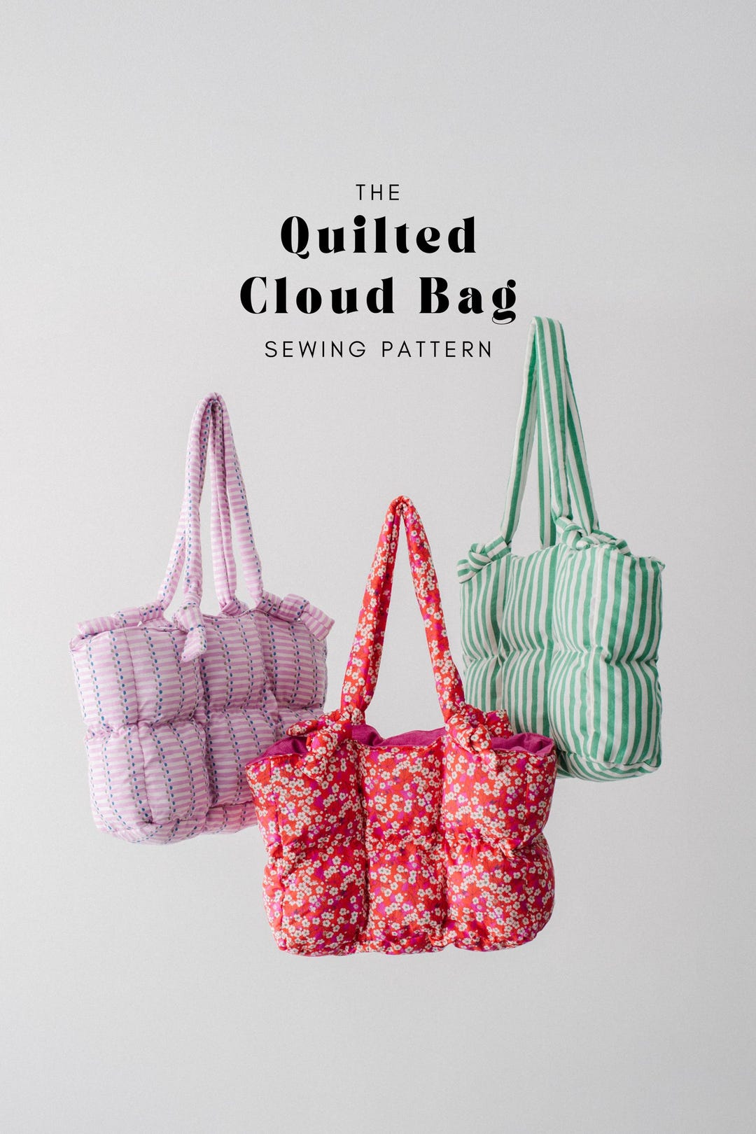 Quilted Cloud Bag Sewing Pattern PDF, Puffy Quilt Tote Purse Tutorial ...