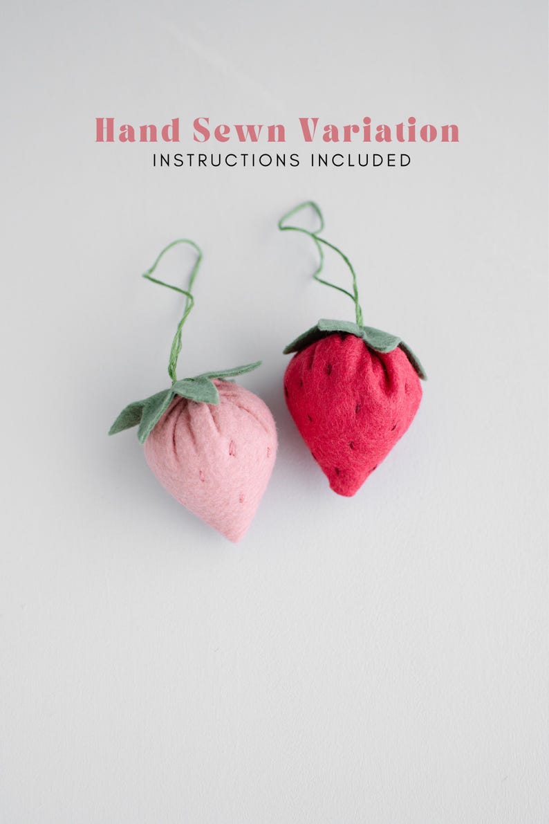 Felt Fabric Strawberry Sewing Pattern: DIY Fruit Holiday Ornament (PDF ...