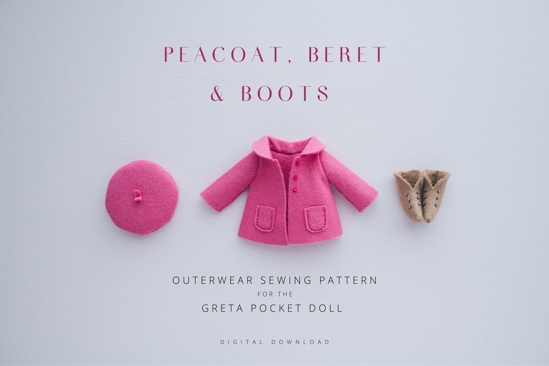 DIY Doll Coat Beret Boots Sewing Pattern, Small Rag Doll Clothes ...