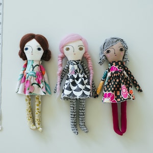 Rag Doll Sewing Pattern, Small Cloth Doll, Greta Pocket Doll, Wool Hair ...