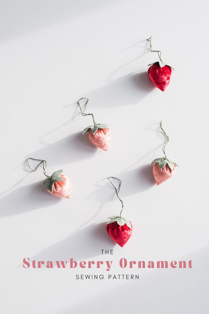 Felt Fabric Strawberry Sewing Pattern: DIY Fruit Holiday Ornament (PDF ...