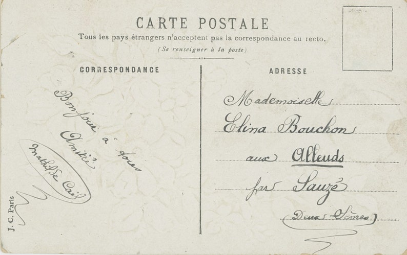 Lovely Early French Vintage Postcard, Embossed Wild Roses With ...