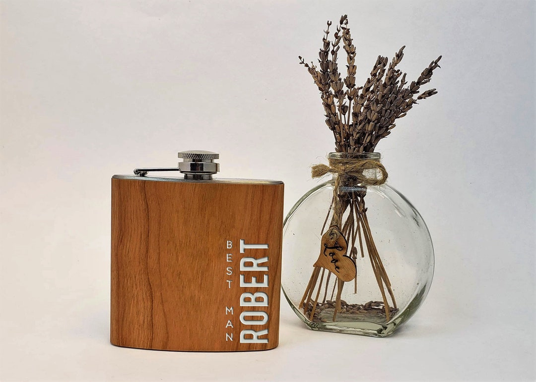 Wood Flask, Wooden Flask, Personalized Flask, Engraved Flask, Groomsmen ...