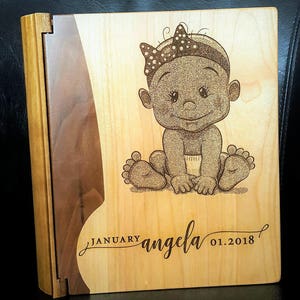 Welcome Baby, Personalized Photo Album, Custom Photo Album, Wood Photo ...