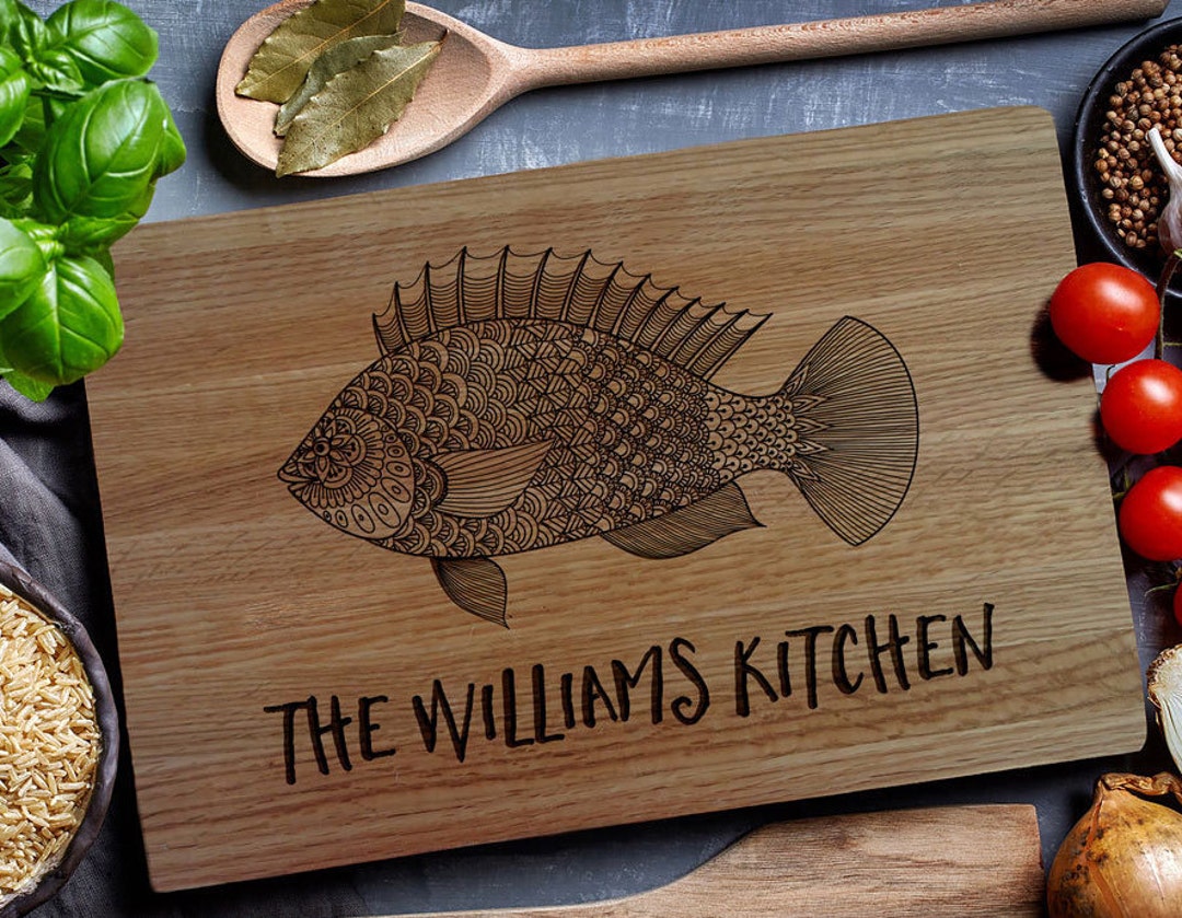 Custom Cutting Board Fish, Personalized Cutting Board, Family Beach ...