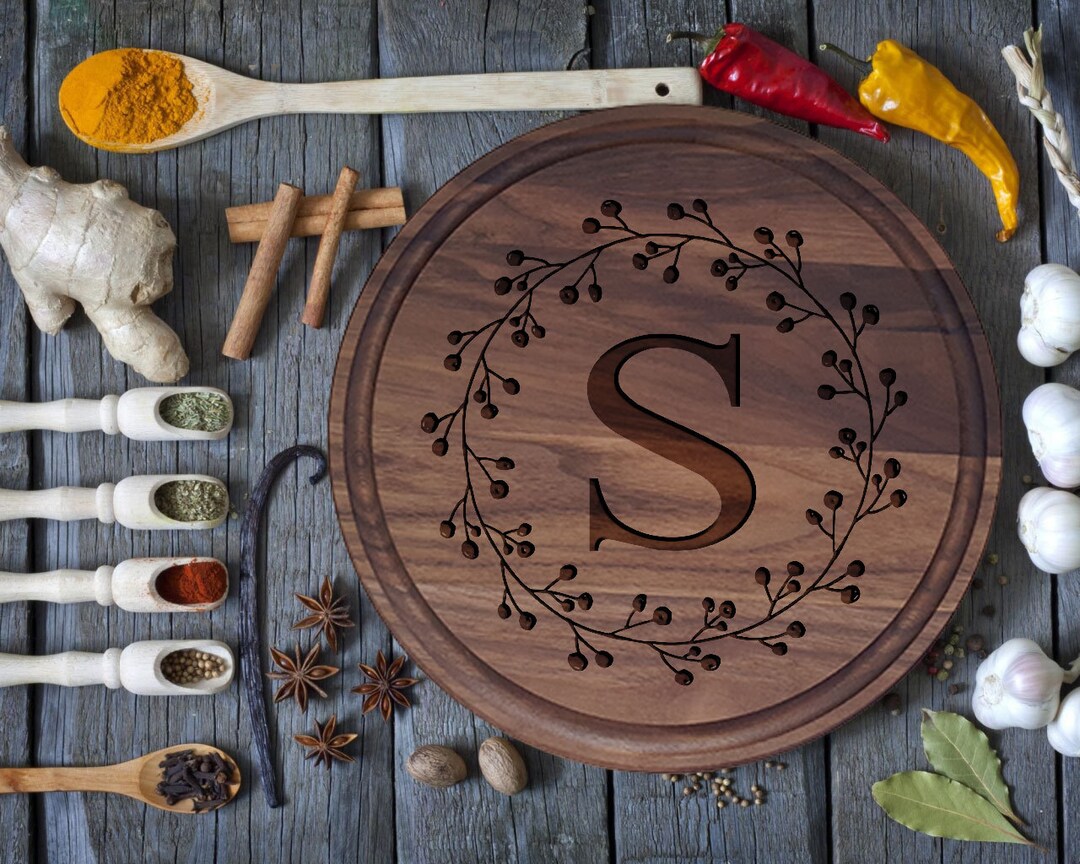 Personalized Round Cutting Board, Custom Round Cutting Board With Juice ...
