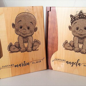 Welcome Baby, Personalized Photo Album, Custom Photo Album, Wood Photo ...