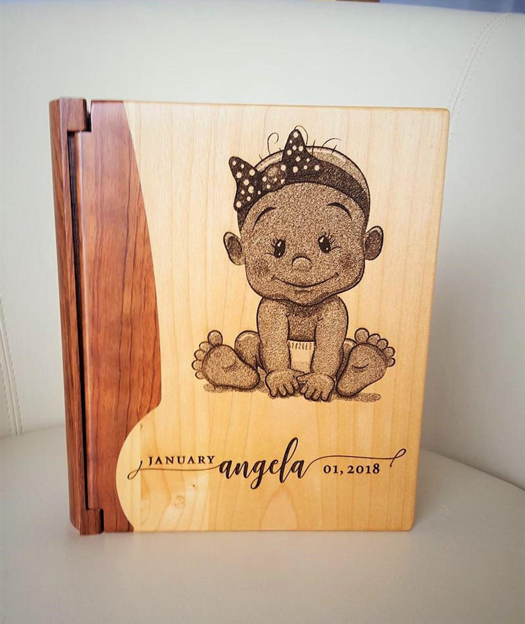 Welcome Baby, Personalized Photo Album, Custom Photo Album, Wood Photo ...