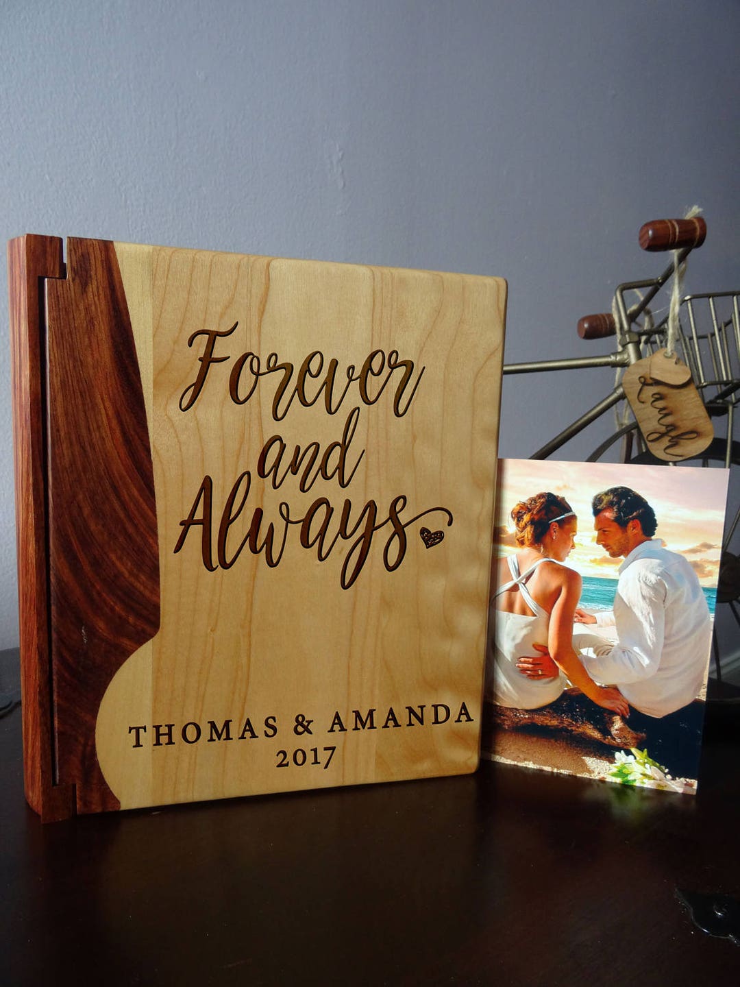 Wedding Photo Album, Personalized Rosewood Photo Album, Custom Walnut ...