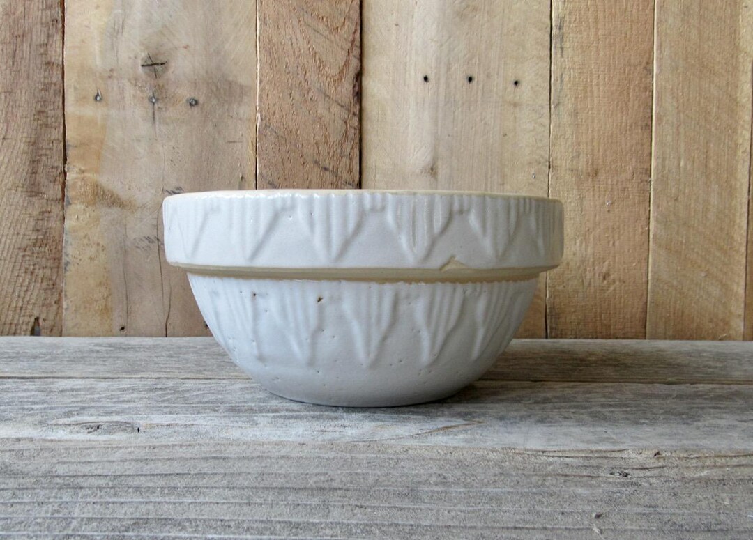 Vintage Pottery Bowl Inverted Pyramid Creamy White - Etsy