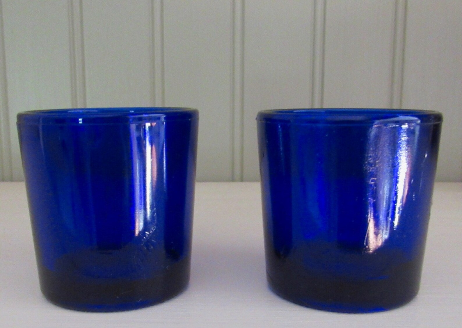 Pair vintage cobalt blue glass salt cellar inserts | Etsy