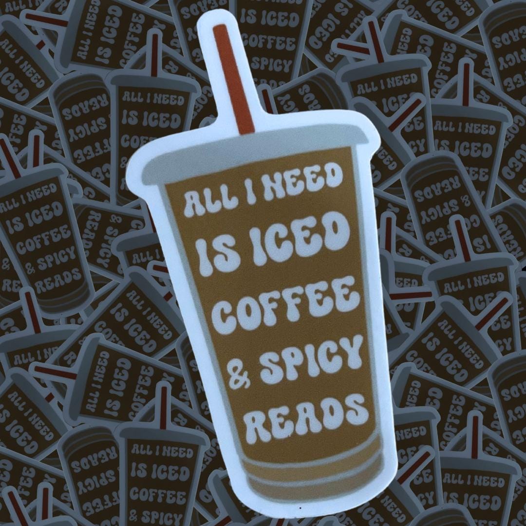 Iced Coffee & Spicy Reads Sticker - Book Lover Kindle Decal - Etsy