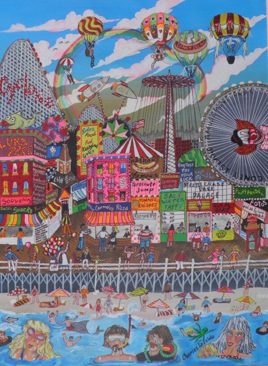 Charles Fazzino coney Island 1983 Original Hand Painted Acrylic ...