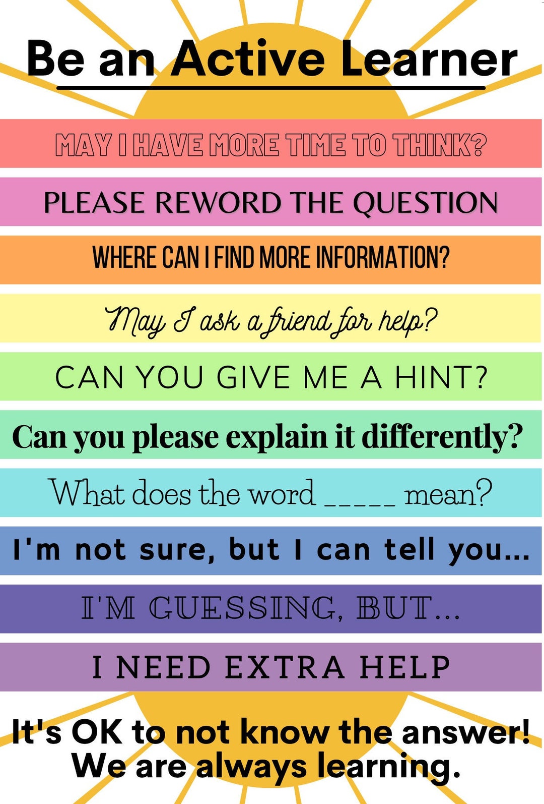 Be an Active Learner! Classroom Poster (dual-language) Spanish/english ...