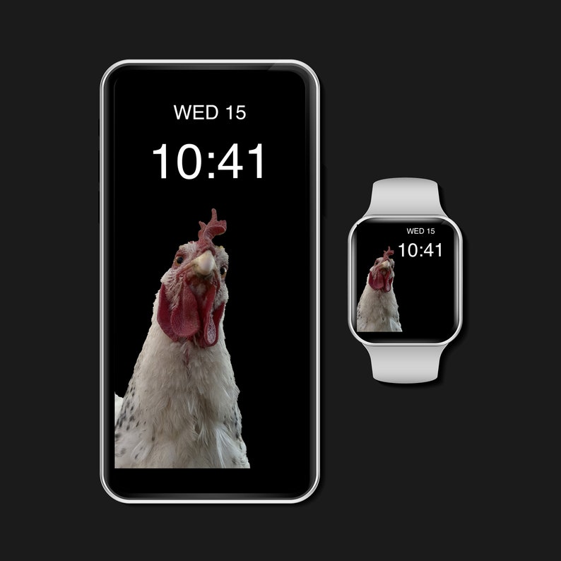 Funny Chicken Portrait Wallpaper for Apple Watch & iPhone (digital ...