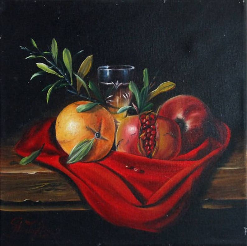 Red Fabric Still Life Painting Original Oil painting on | Etsy