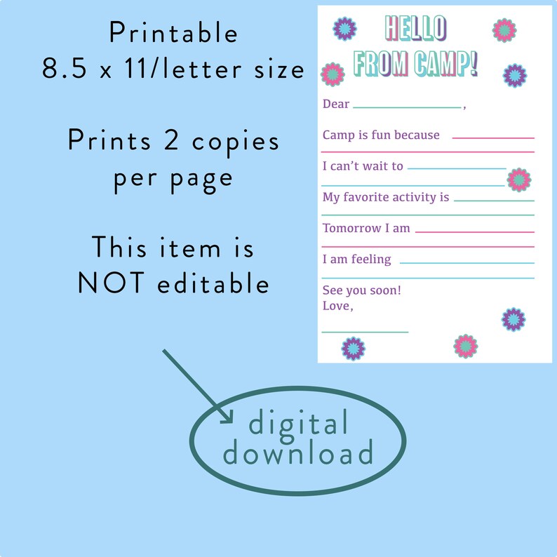Fill in the Blank Printable Camp Stationery - Etsy