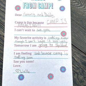 Fill in the Blank Printable Camp Stationery - Etsy