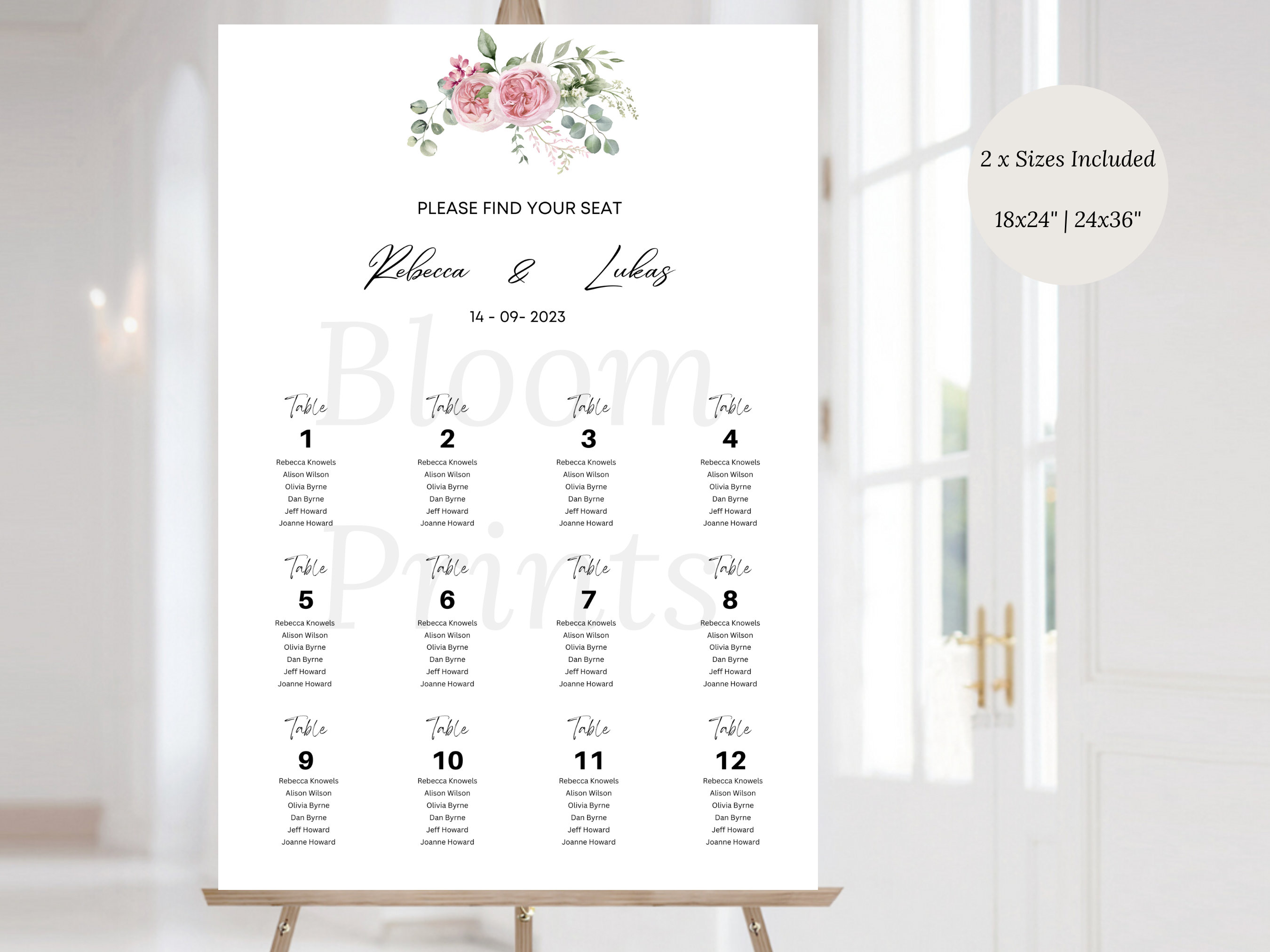 Seating Chart Template Editable Seating Chart Printable Seating Plan ...